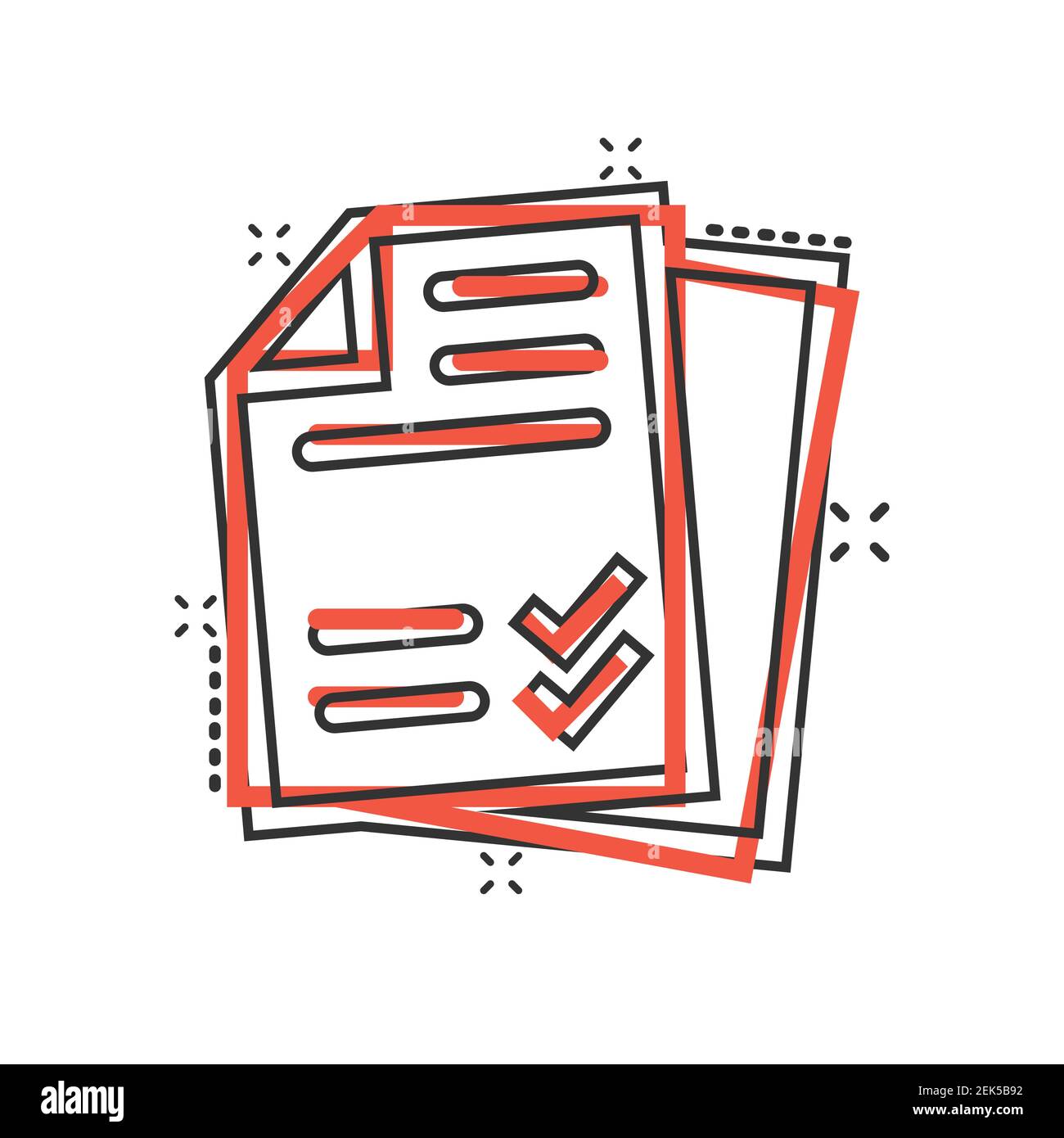 Document checklist icon in comic style. Report cartoon vector ...