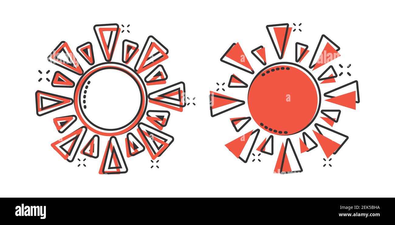 Sun icon in comic style. Sunlight cartoon sign vector illustration on ...