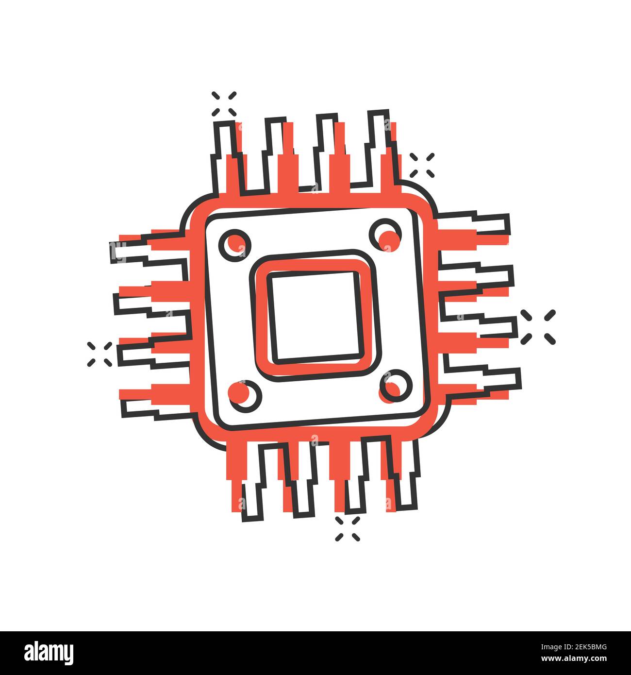 Computer cpu icon in comic style. Circuit board cartoon vector ...