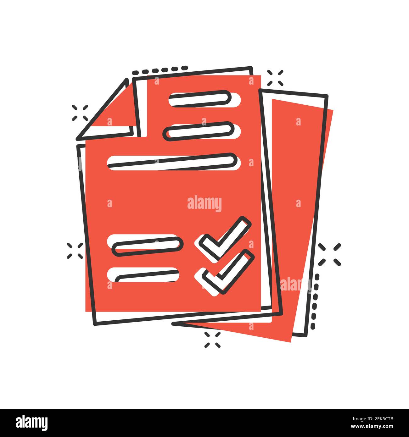 Document checklist icon in comic style. Report cartoon vector ...
