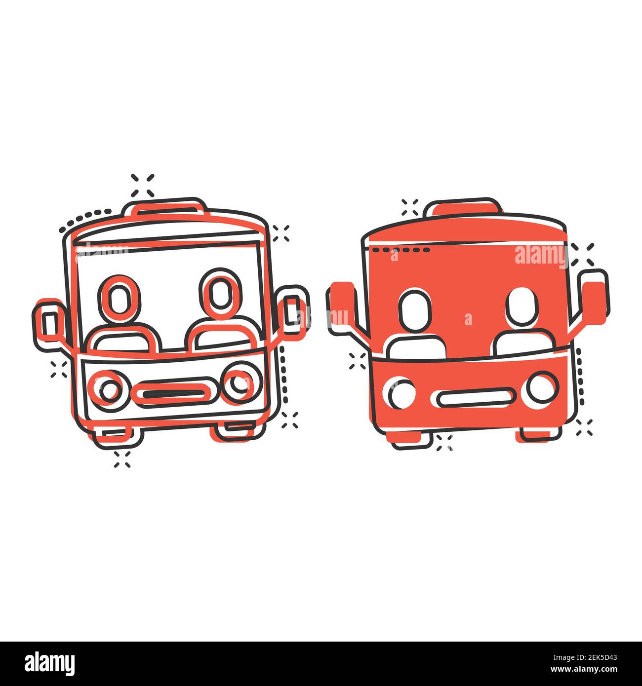 Bus icon in comic style. Coach cartoon vector illustration on white ...