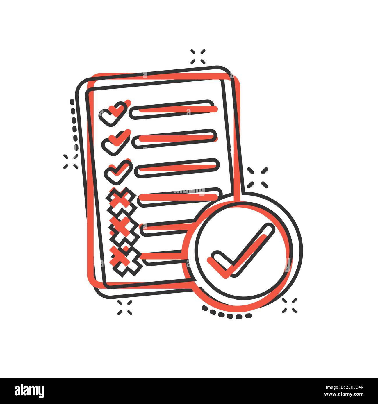 Document checklist icon in comic style. Report cartoon vector ...