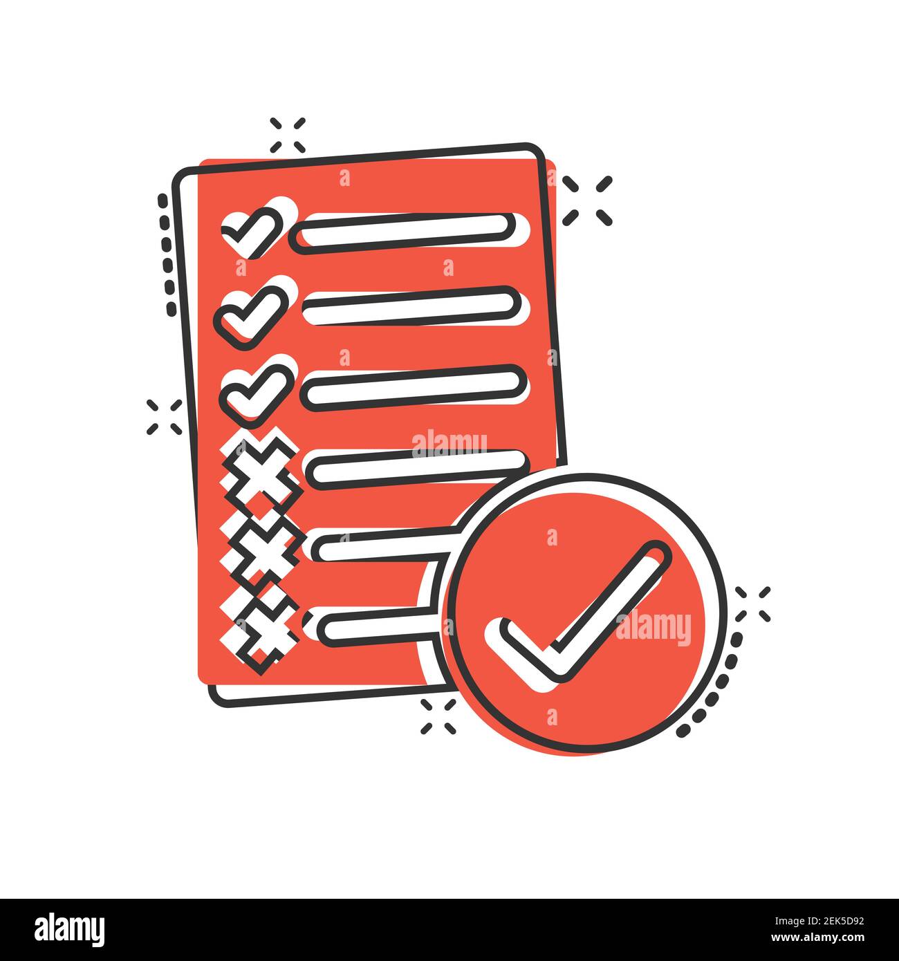 Document checklist icon in comic style. Report cartoon vector ...