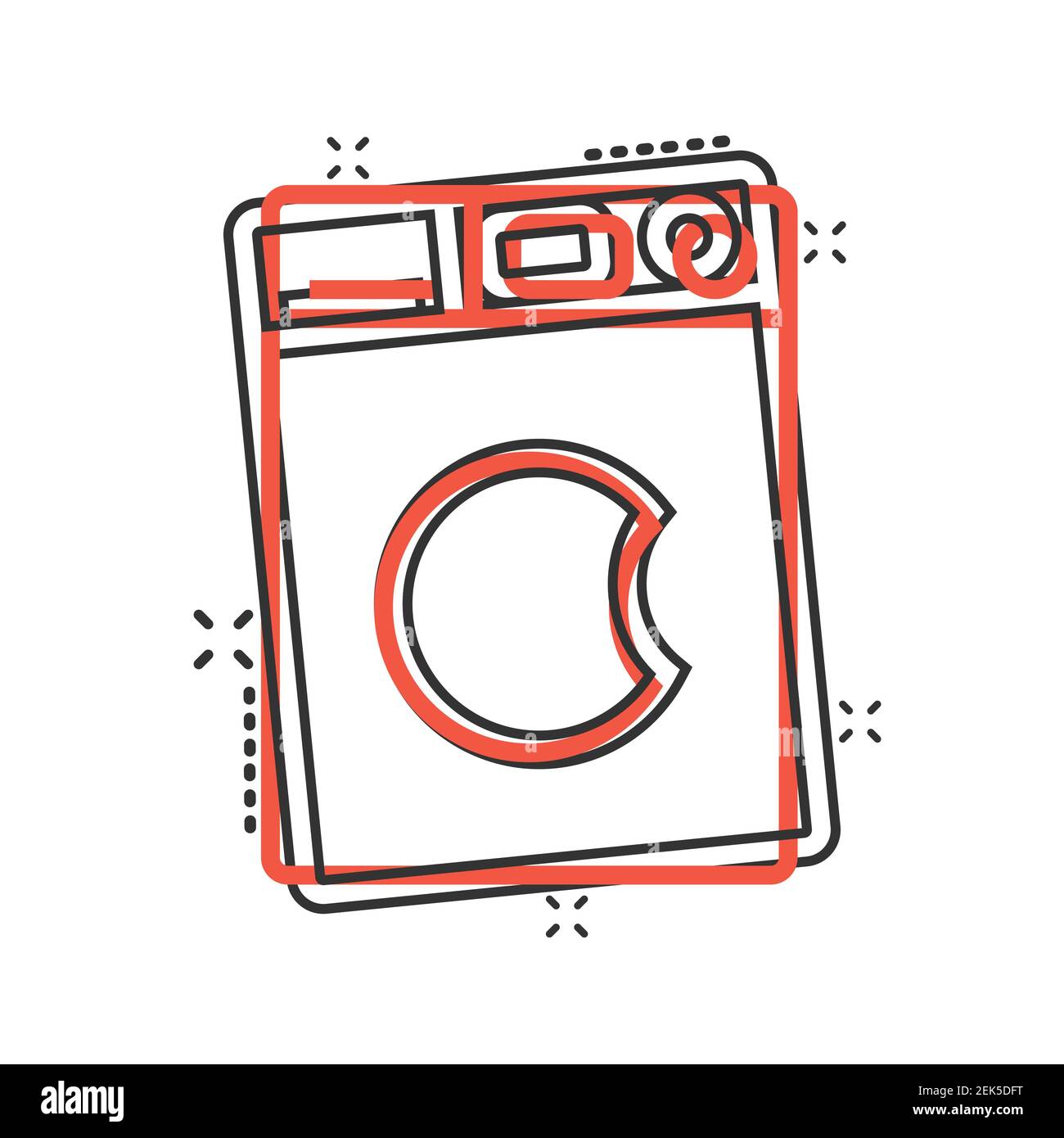 Washing machine icon in comic style. Washer cartoon vector illustration ...
