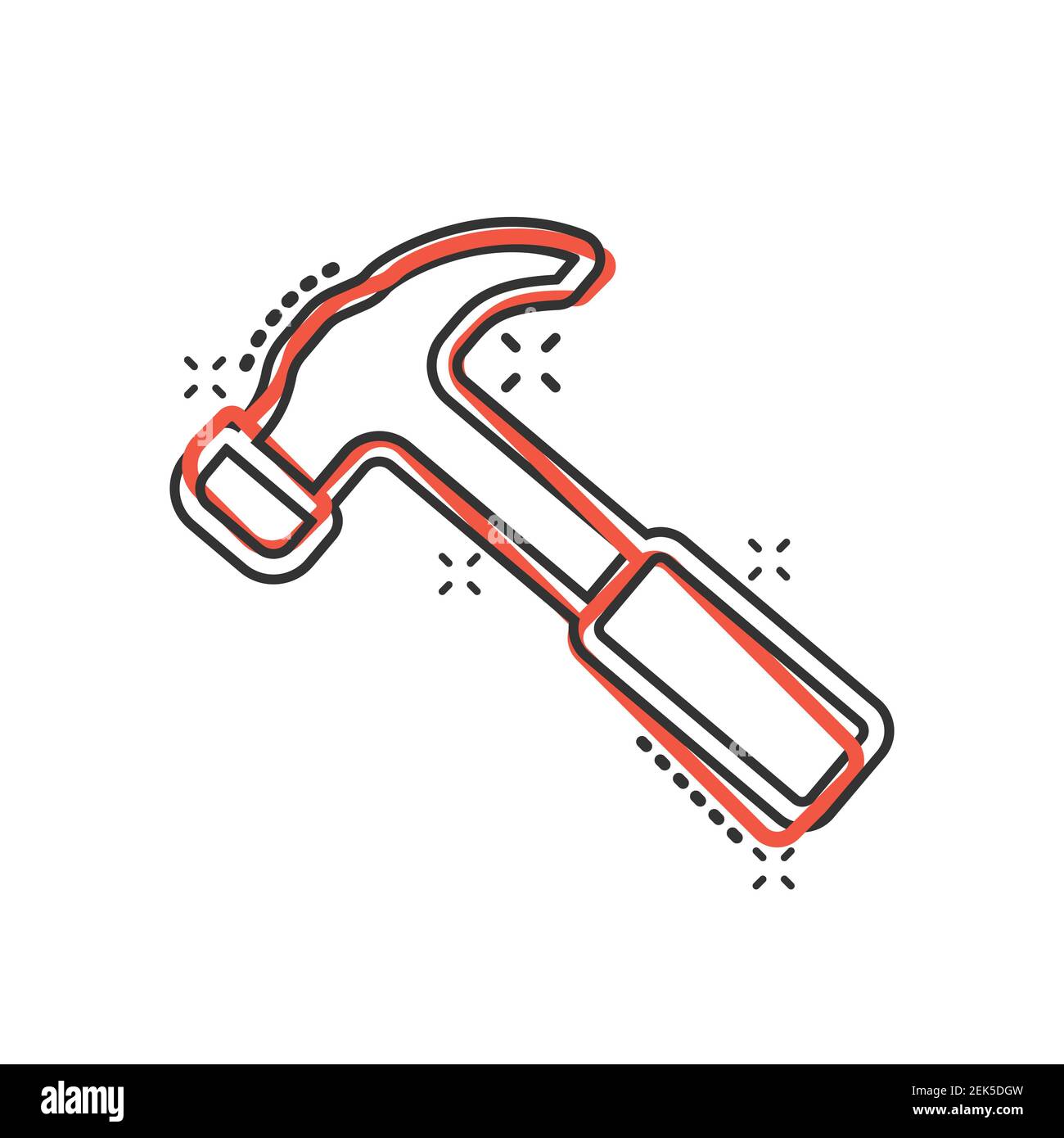 Hammer icon in comic style. Work instrument cartoon vector illustration ...