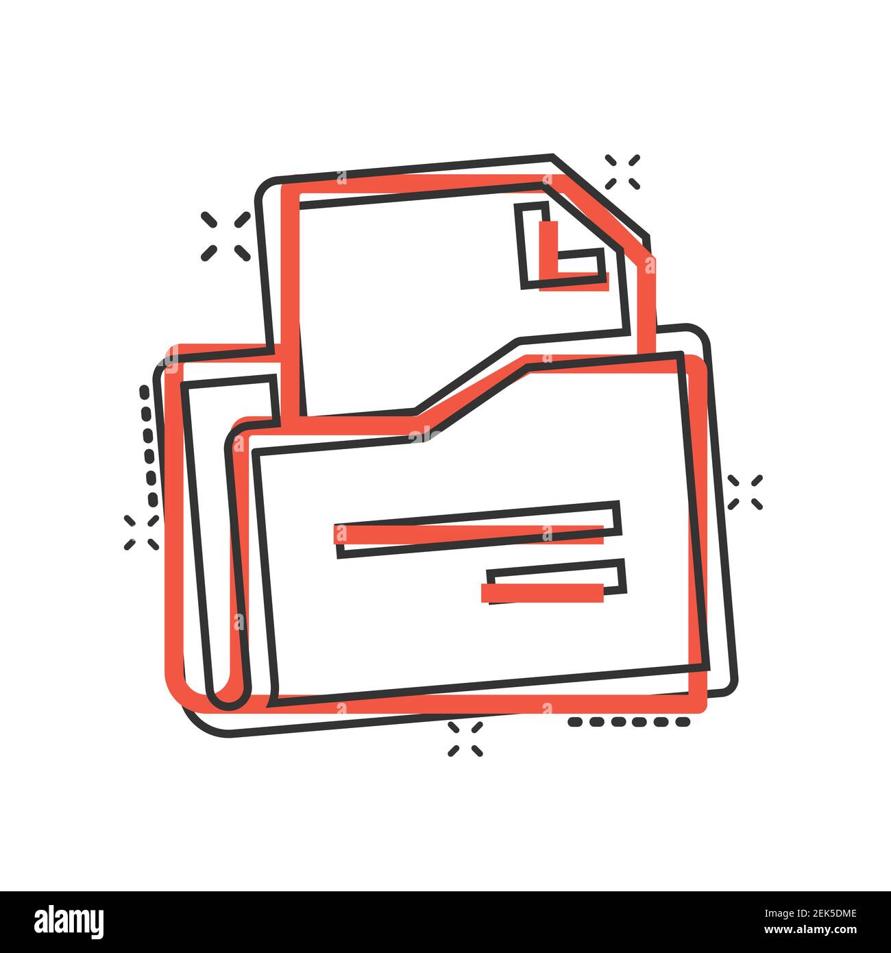 File folder icon in comic style. Documents archive cartoon vector ...
