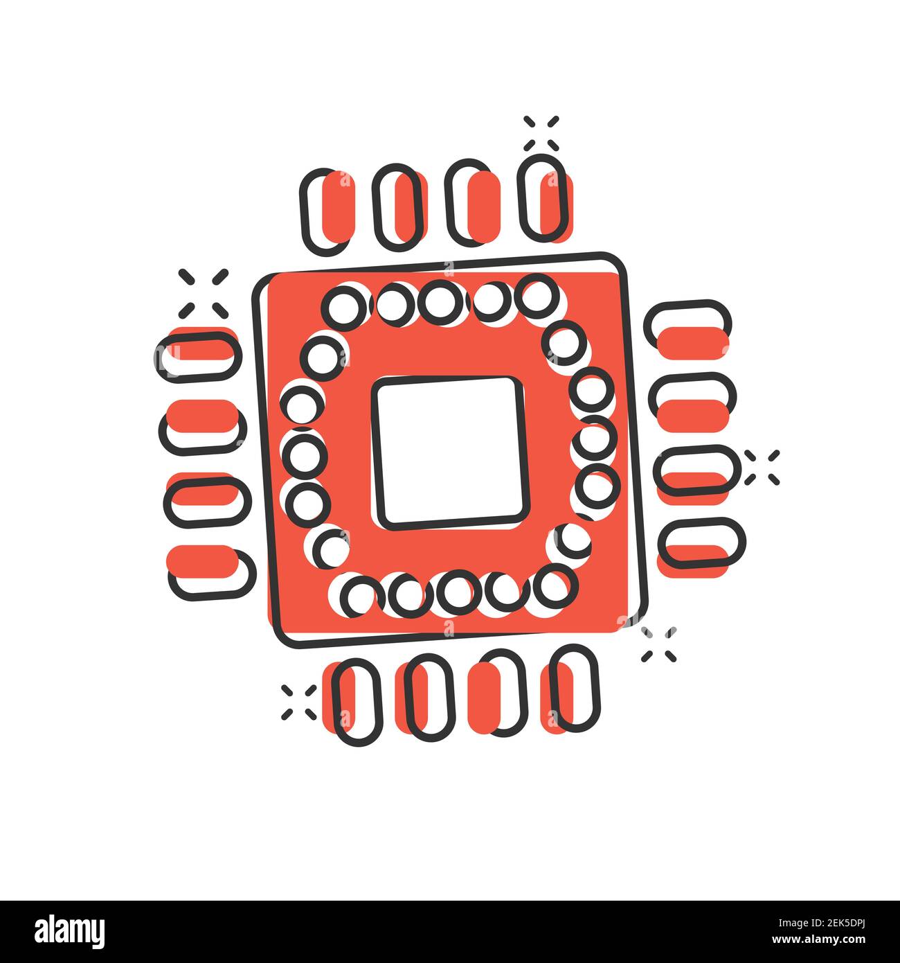 Computer cpu icon in comic style. Circuit board cartoon vector ...