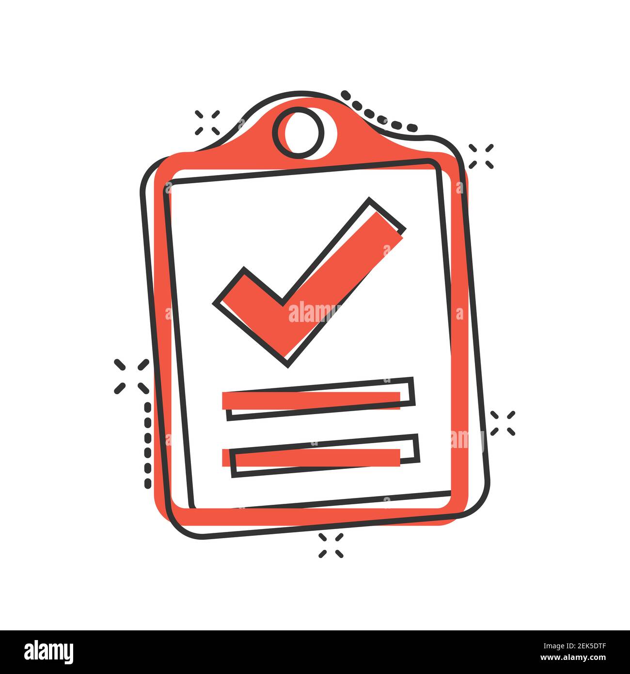 Document checklist icon in comic style. Report cartoon vector ...