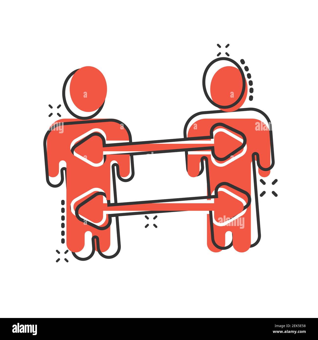 People referral icon in comic style. Business communication cartoon ...