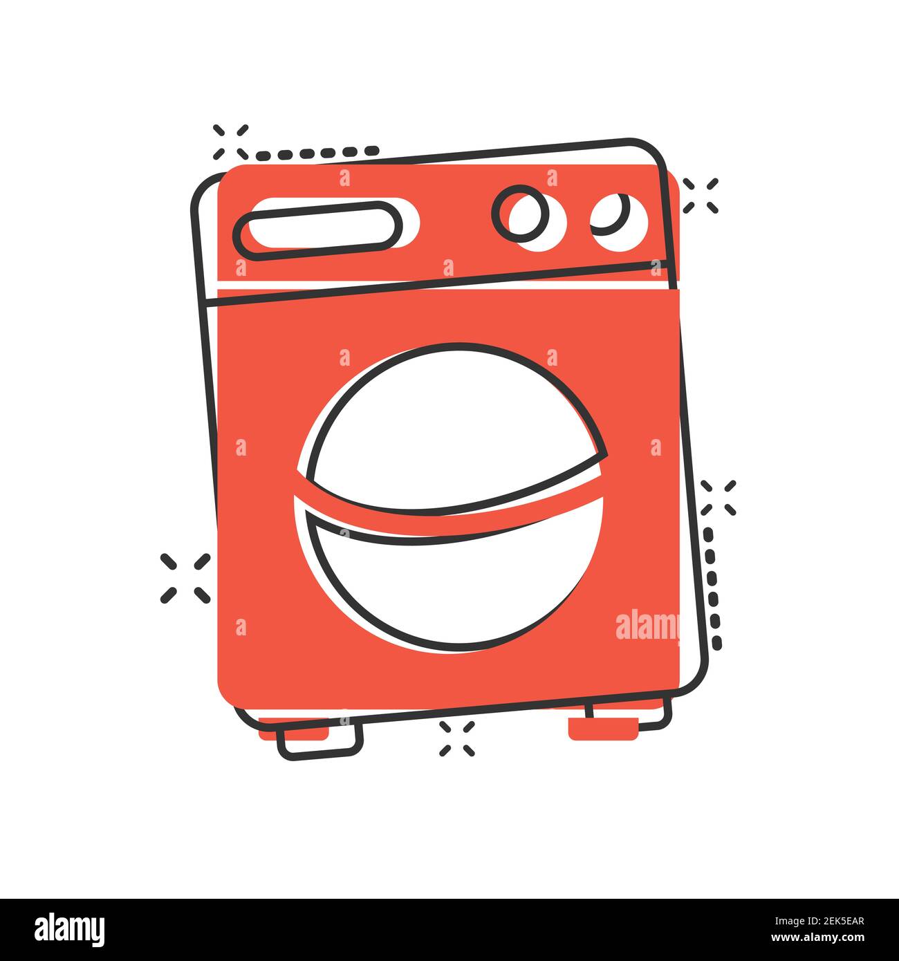 Washing machine icon in comic style. Washer cartoon vector illustration ...