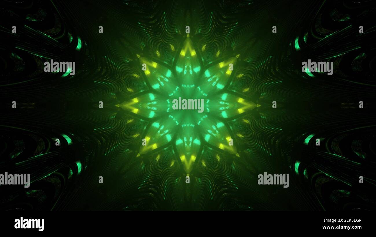 Shiny green geometric flower 3d illustration Stock Photo - Alamy