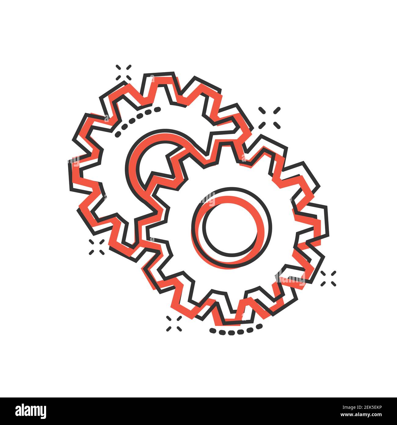 Gear vector icon in comic style. Cog wheel cartoon illustration on ...