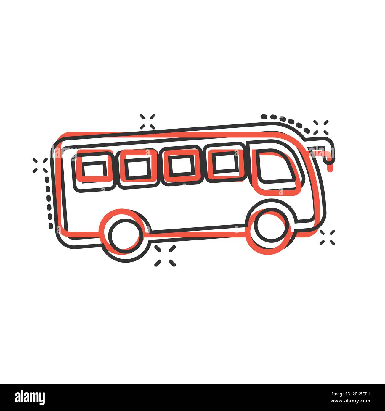 Bus icon in comic style. Coach cartoon vector illustration on white ...