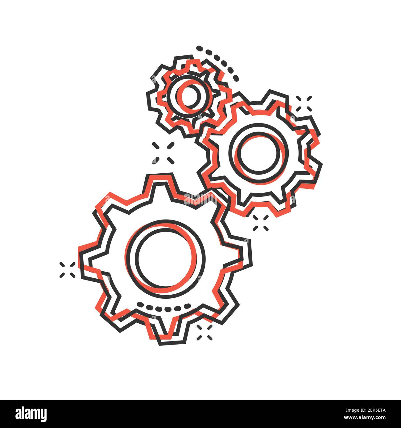 Gear vector icon in comic style. Cog wheel cartoon illustration on ...