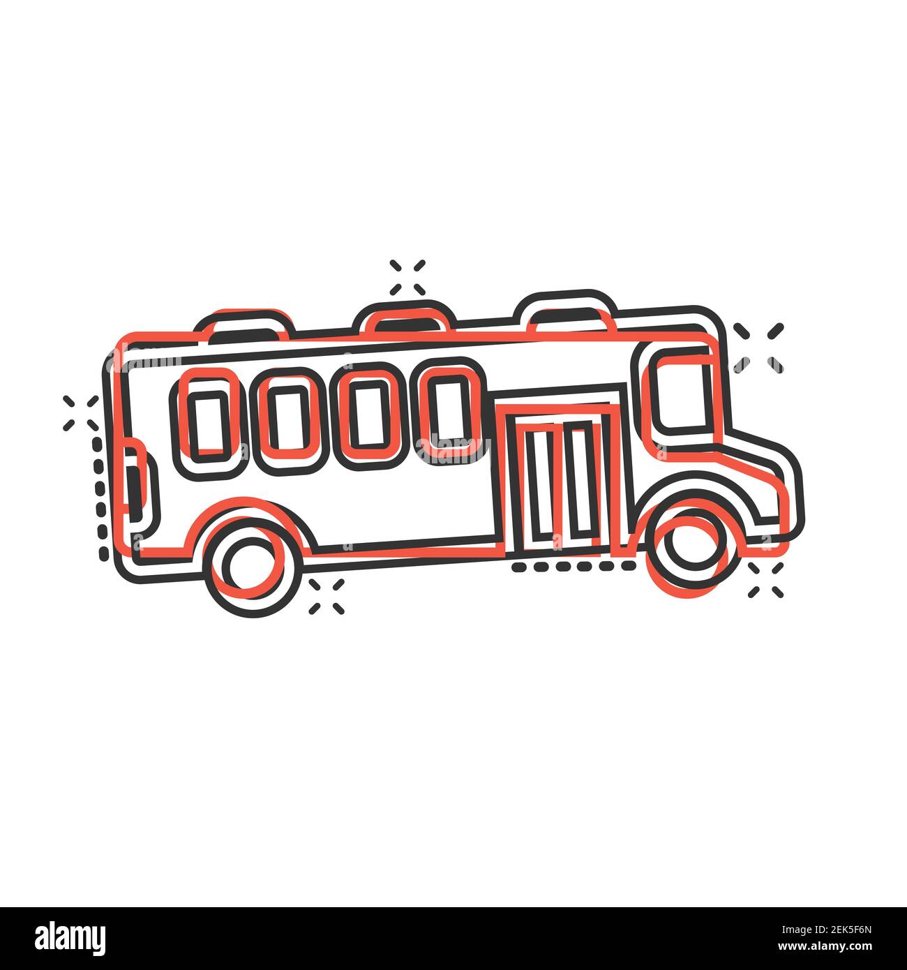 Bus icon in comic style. Coach cartoon vector illustration on white ...