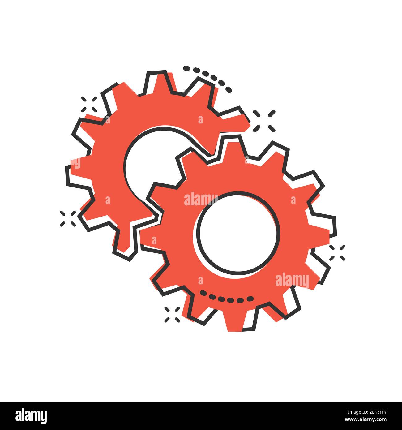 Gear vector icon in comic style. Cog wheel cartoon illustration on ...