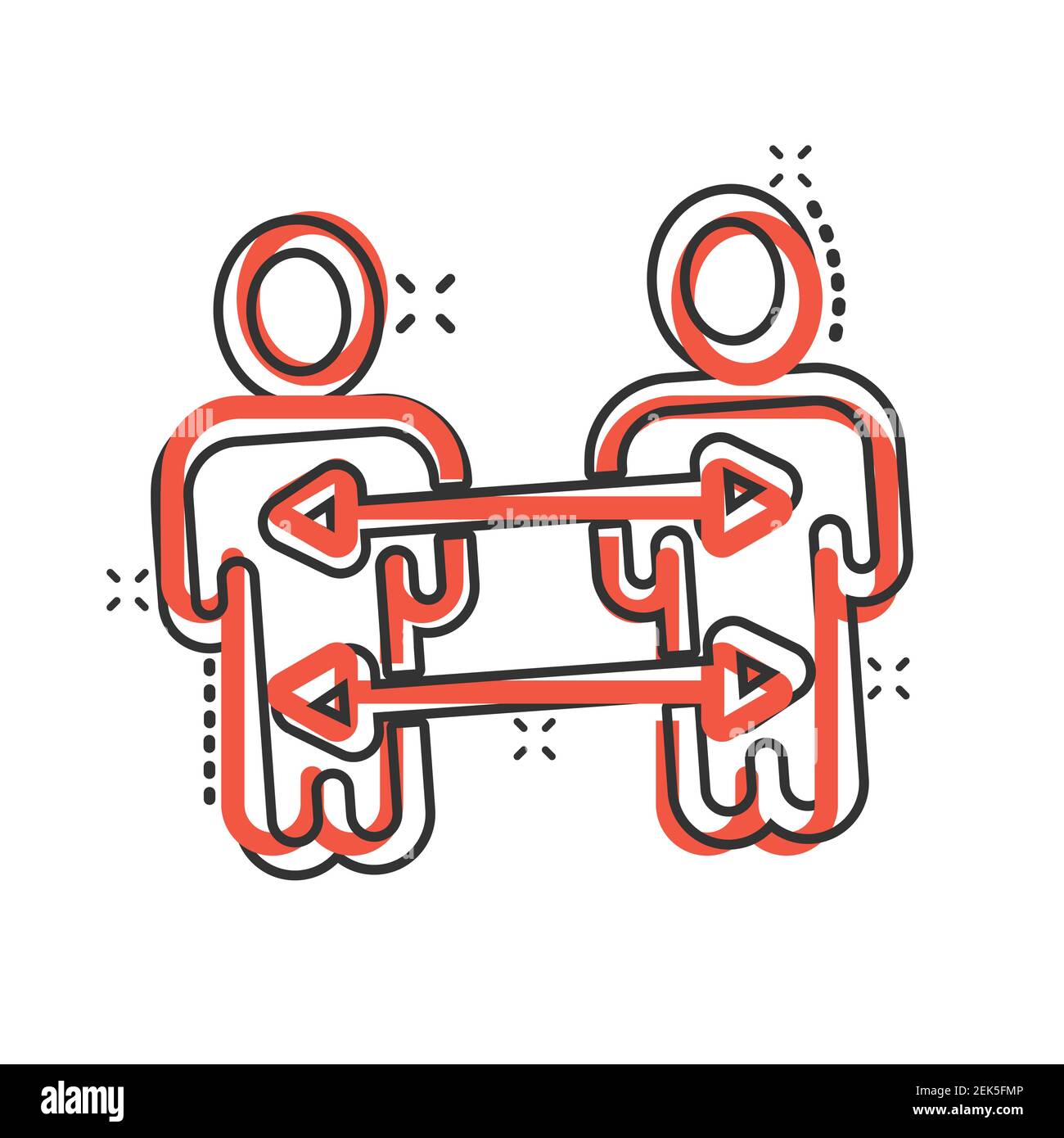 People referral icon in comic style. Business communication cartoon ...