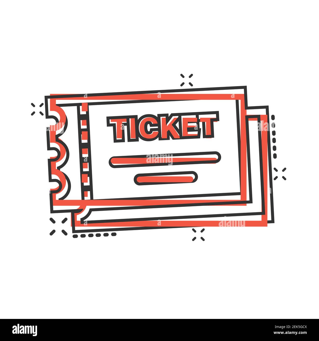 Cinema ticket icon in comic style. Admit one coupon entrance cartoon ...