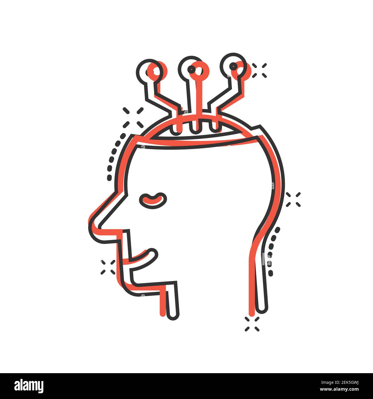 Mind awareness icon in comic style. Idea human cartoon vector ...