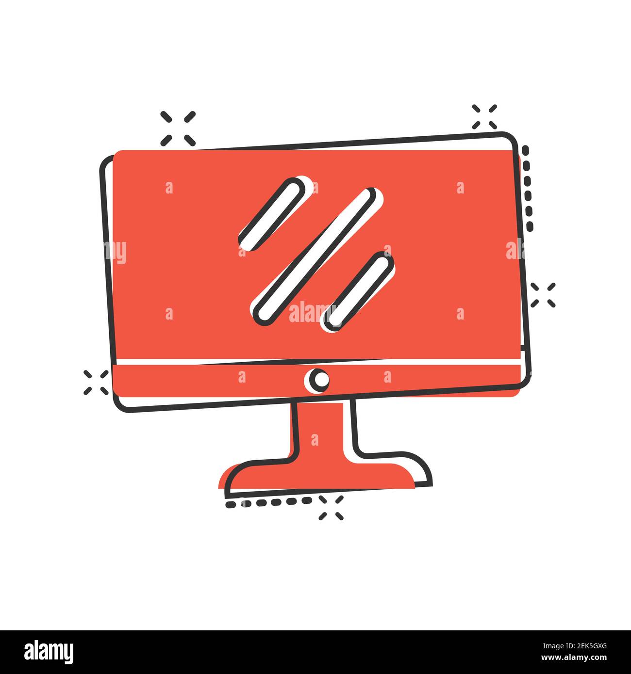 Computer monitor icon in comic style. Tv display cartoon vector ...