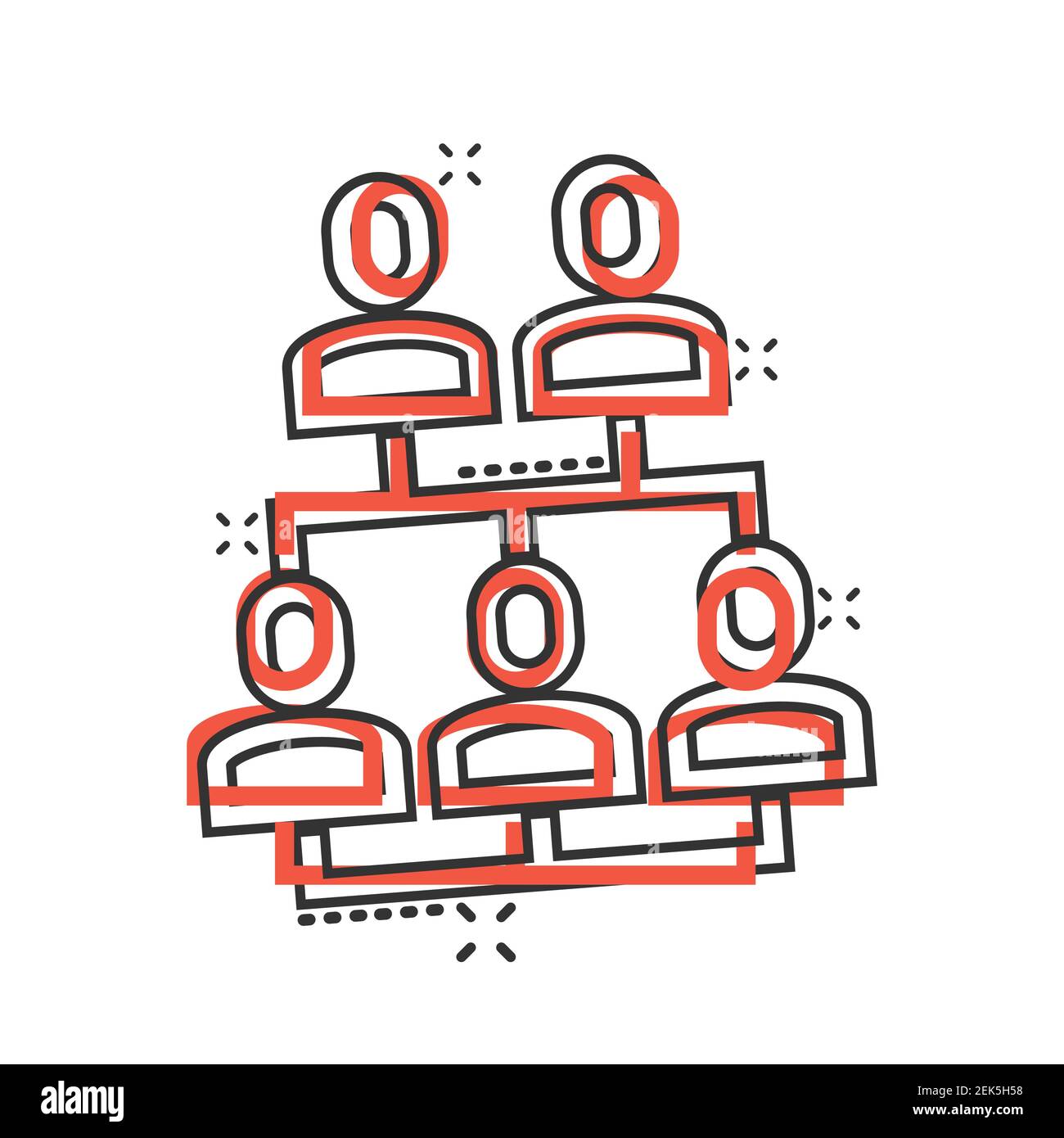 Corporate organization chart with business people vector icon in comic ...