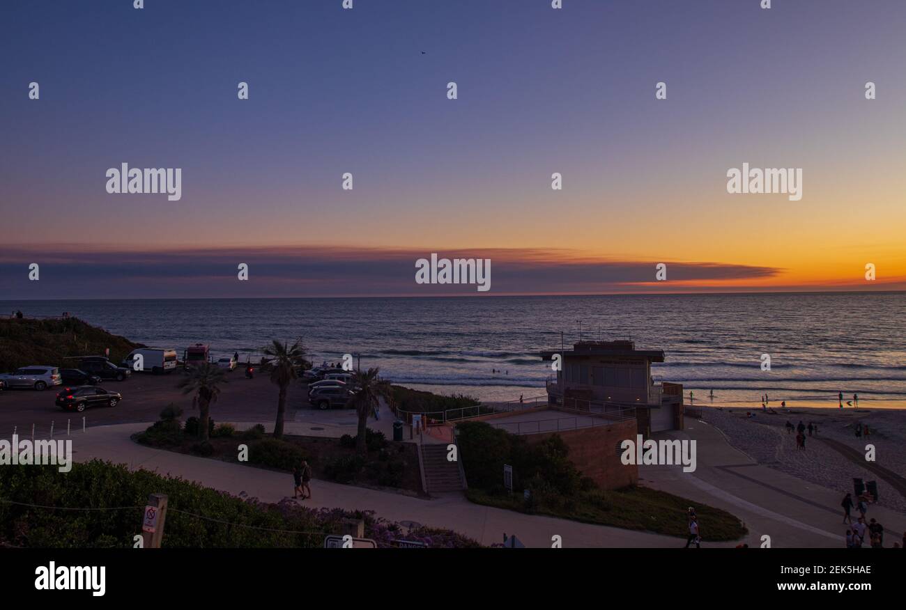 The sunset at Moonlight Beach in Encinitas, California on Tuesday, June ...