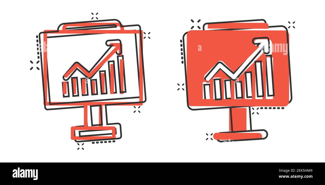 Growth diagram icon in comic style. Finance chart cartoon vector ...