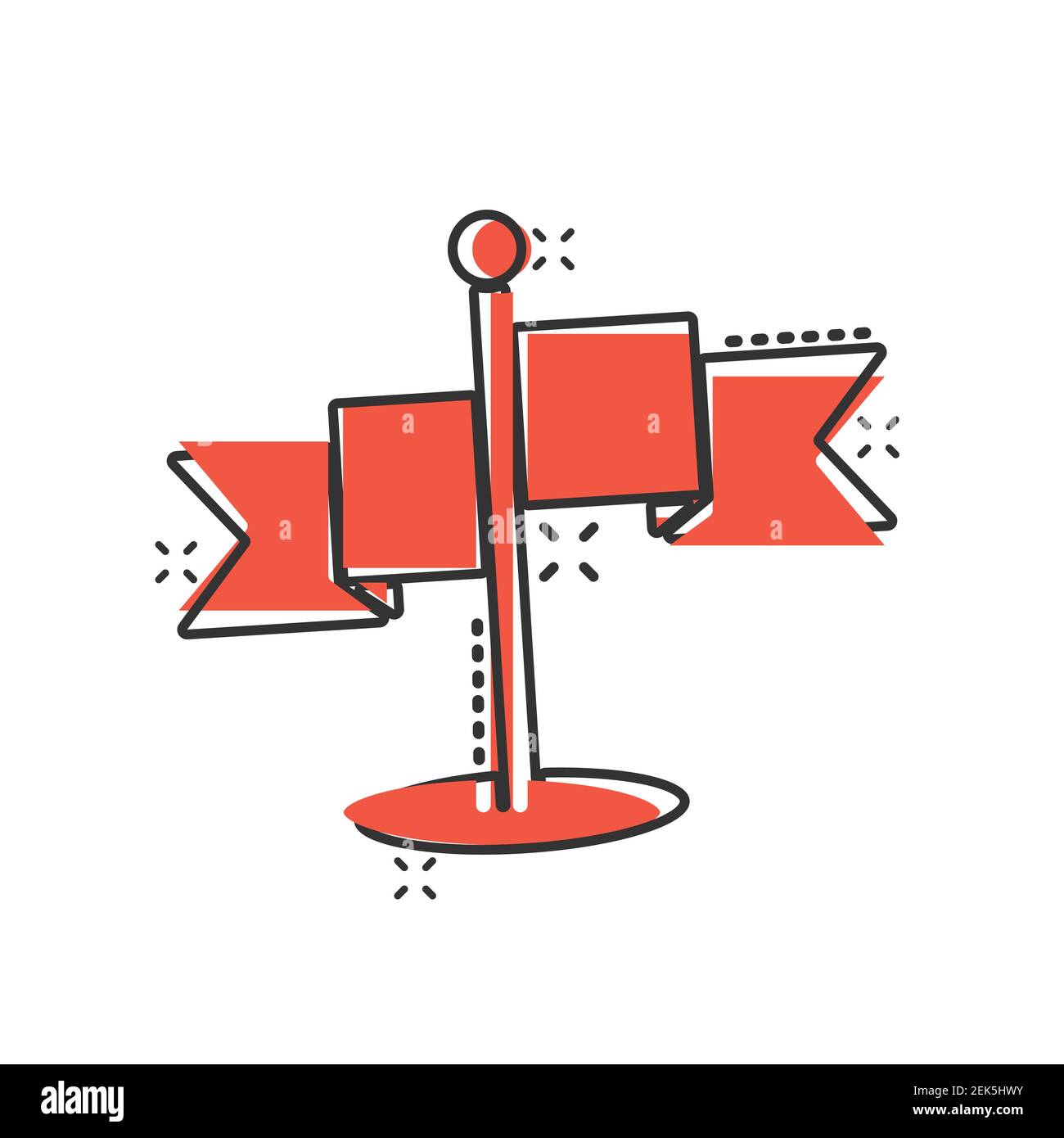 Flag icon in comic style. Pin cartoon vector illustration on white ...