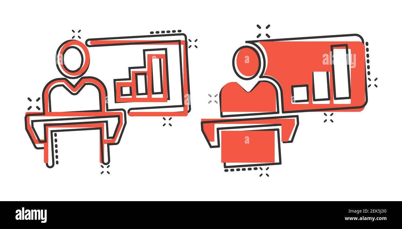People on podium icon in comic style. Speaker cartoon vector ...