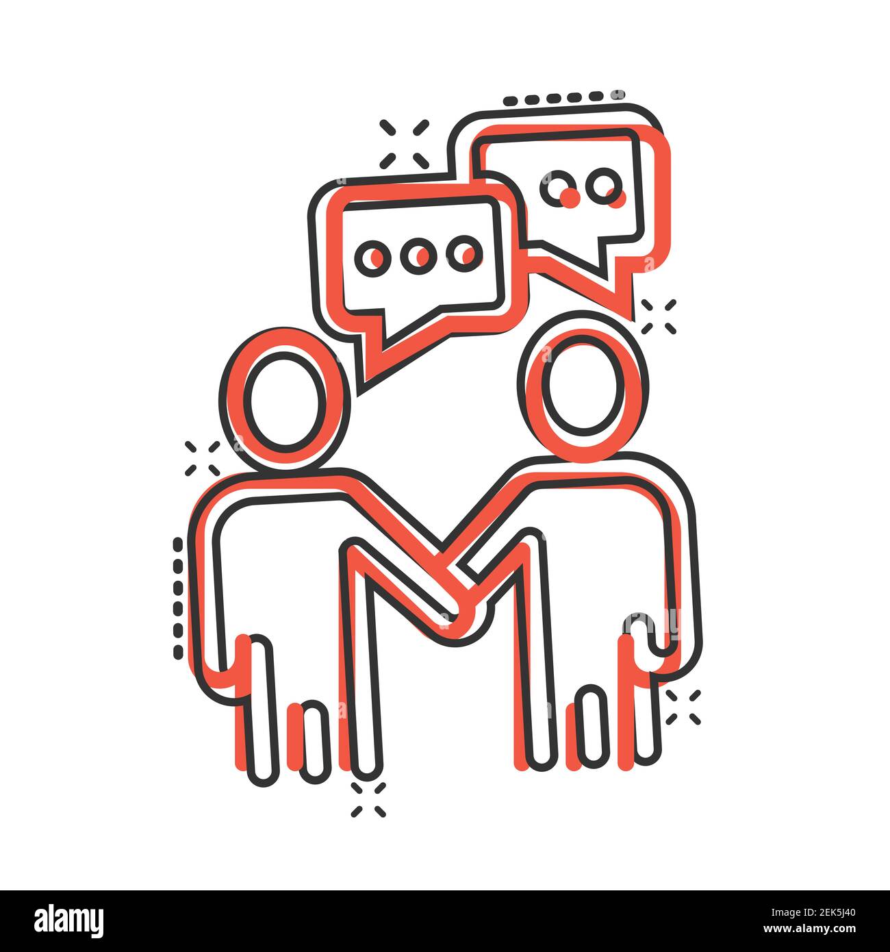 Greetings gesture icon in comic style. People handshake cartoon vector ...