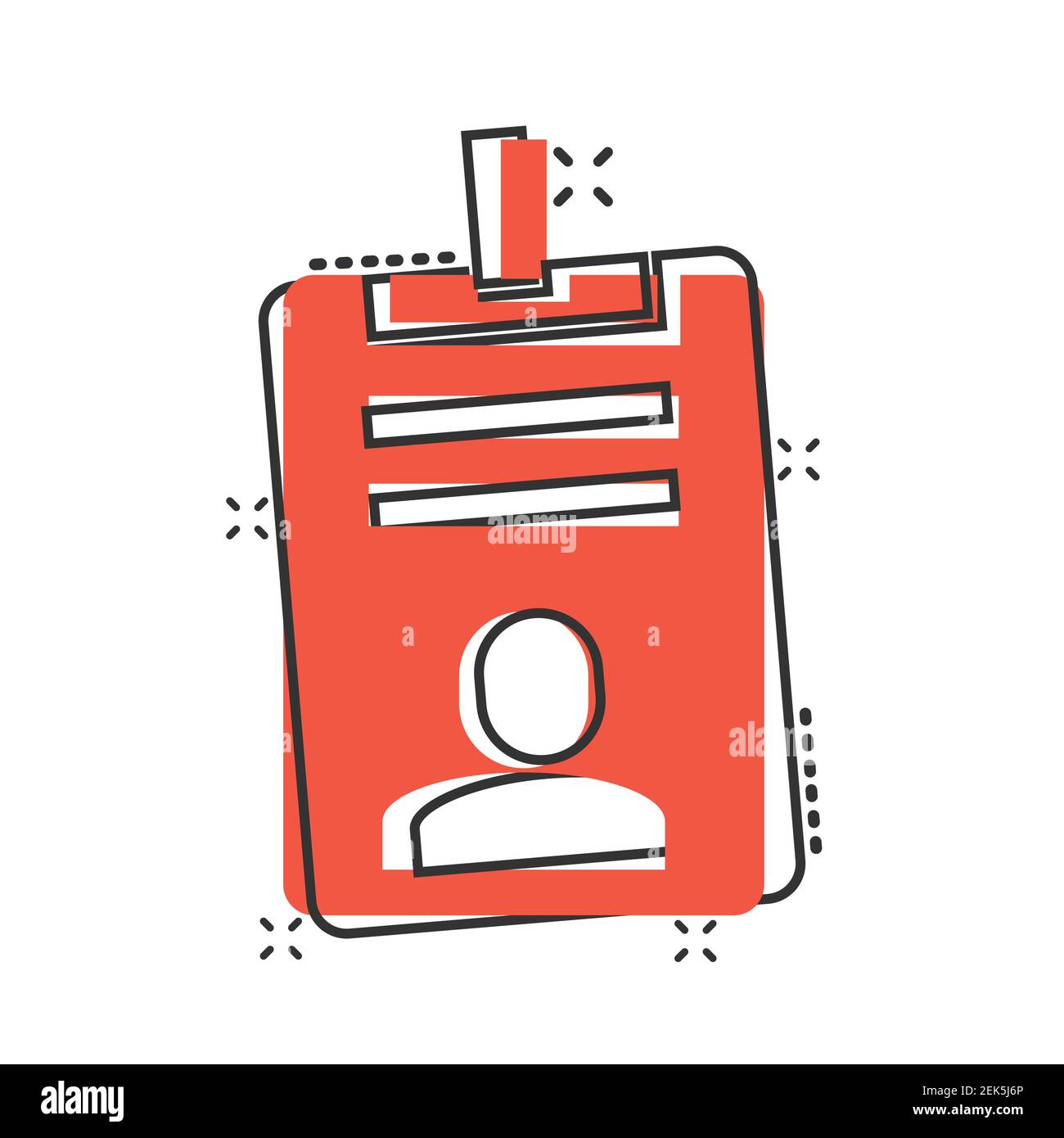 Id card icon in comic style. Identity tag cartoon vector illustration ...