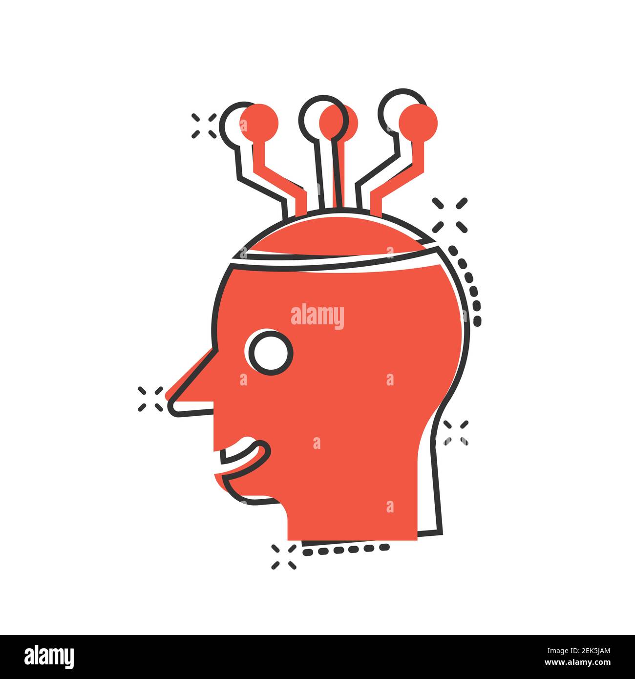 Mind awareness icon in comic style. Idea human cartoon vector ...