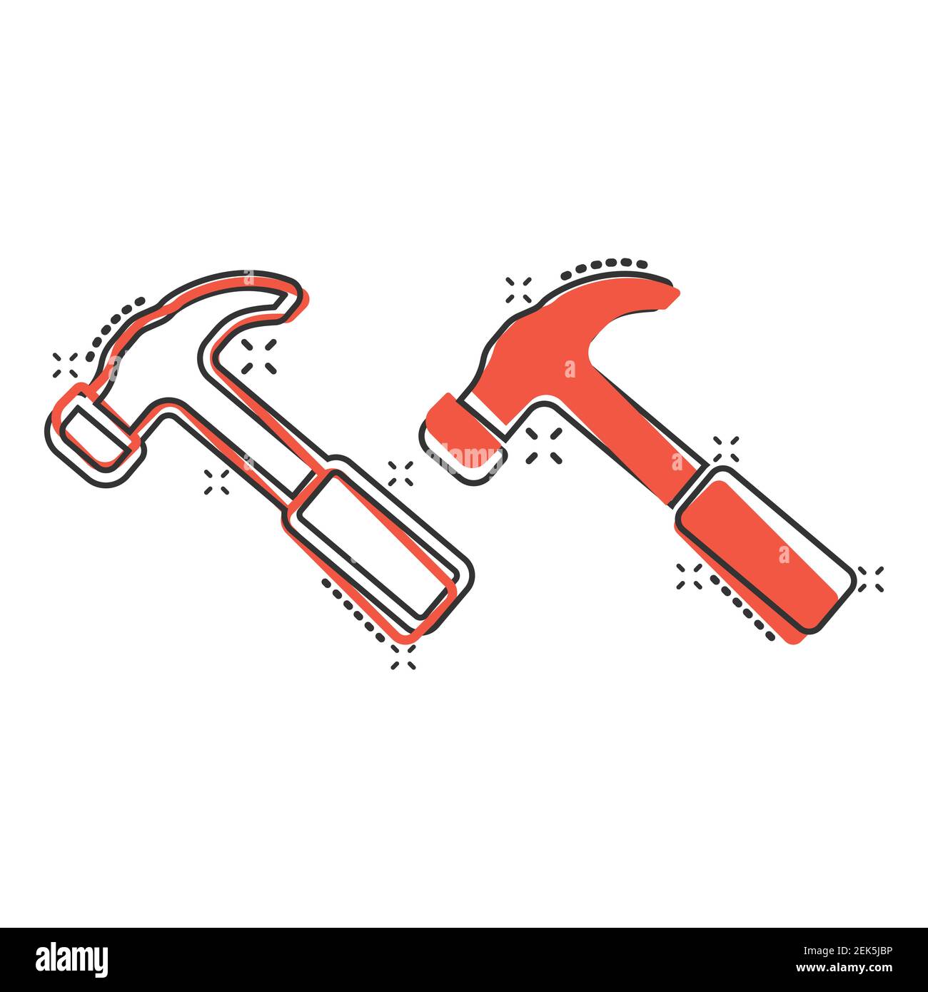 Hammer icon in comic style. Work instrument cartoon vector illustration ...