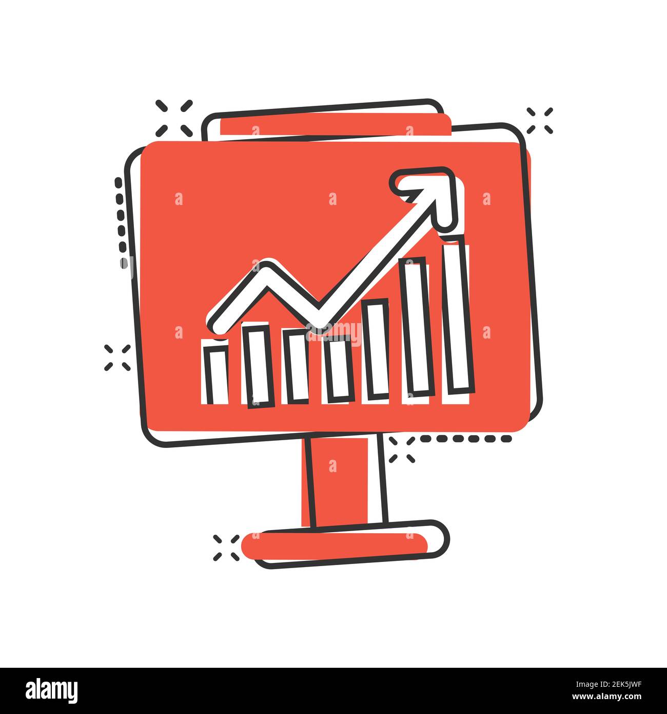 Growth diagram icon in comic style. Finance chart cartoon vector ...