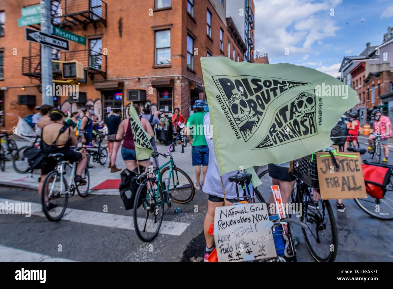 Activists from the No North Brooklyn Pipeline Coalition organized a ...