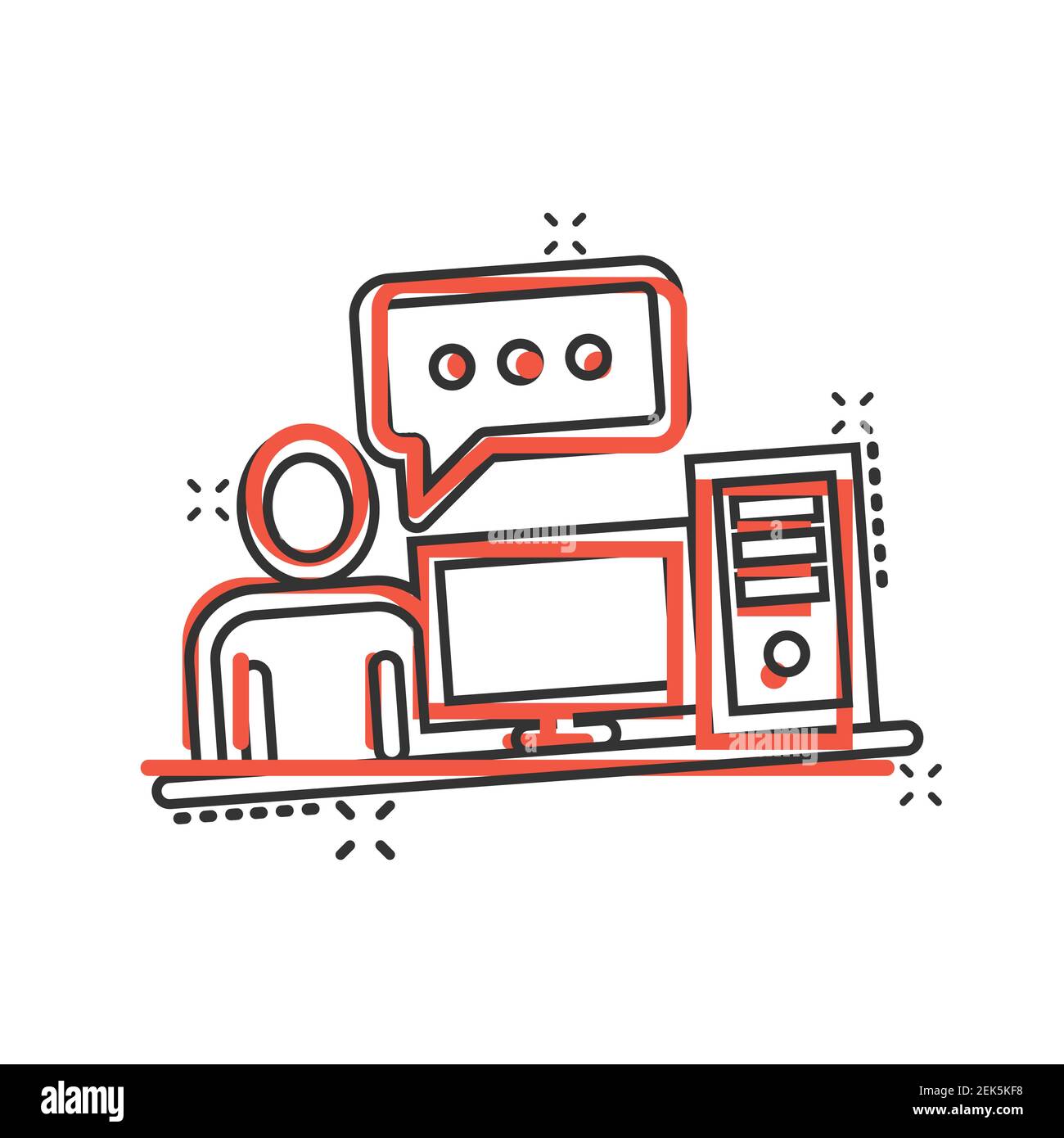 People with laptop computer icon in comic style. Pc user cartoon vector ...