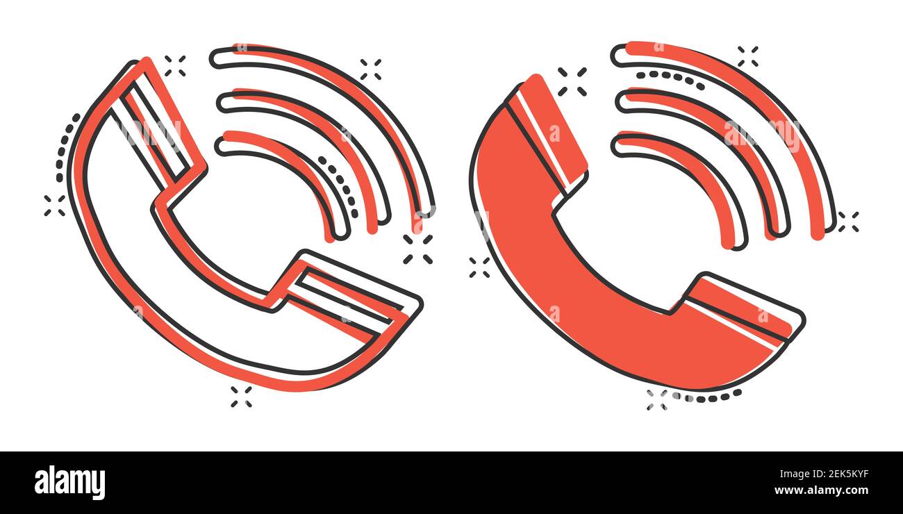 Phone icon in comic style. Telephone call cartoon vector illustration ...