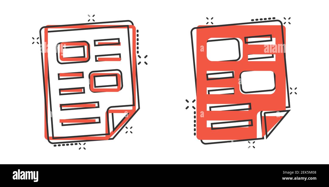 Document note icon in comic style. Paper sheet cartoon vector ...