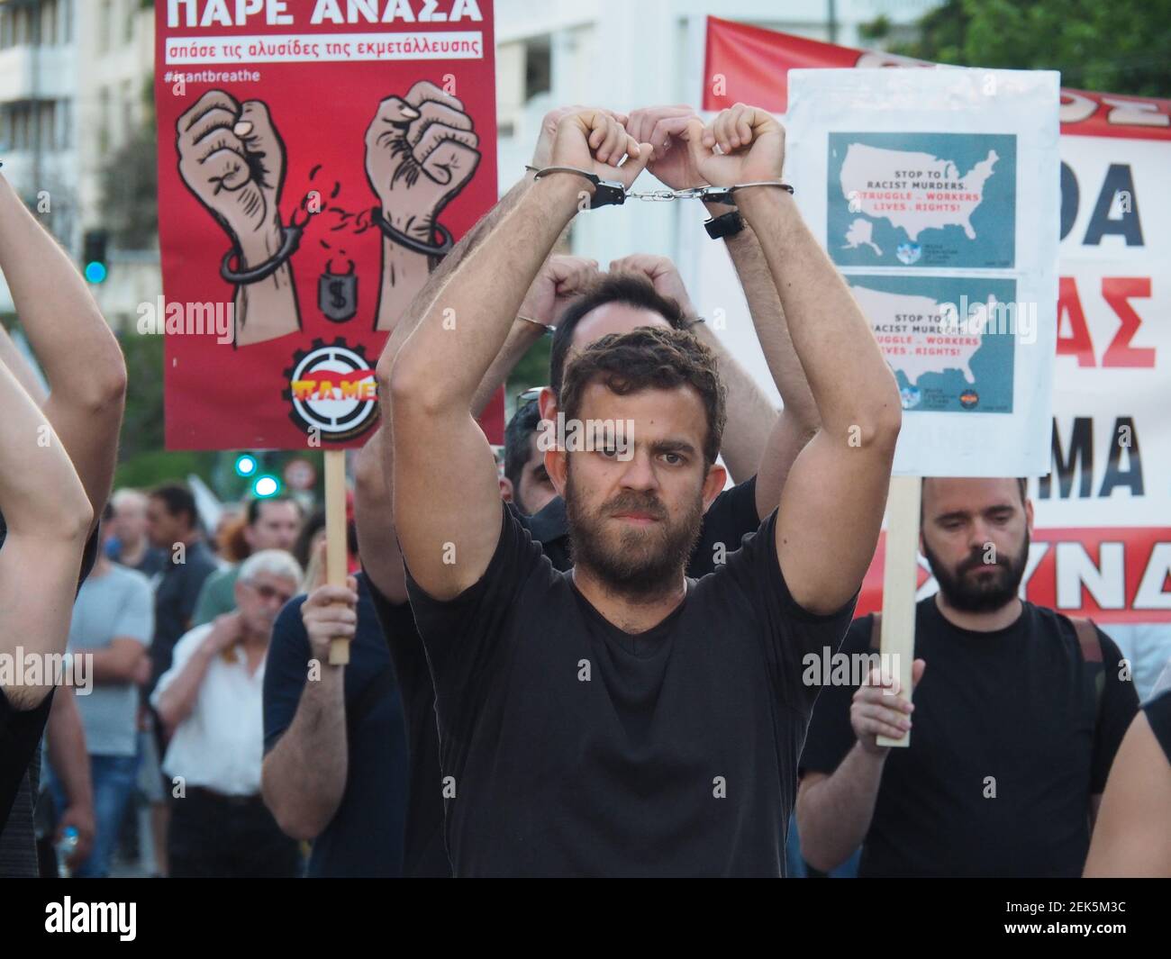 Greek Unions protest in Athens, Greece under the slogan 'Break your ...