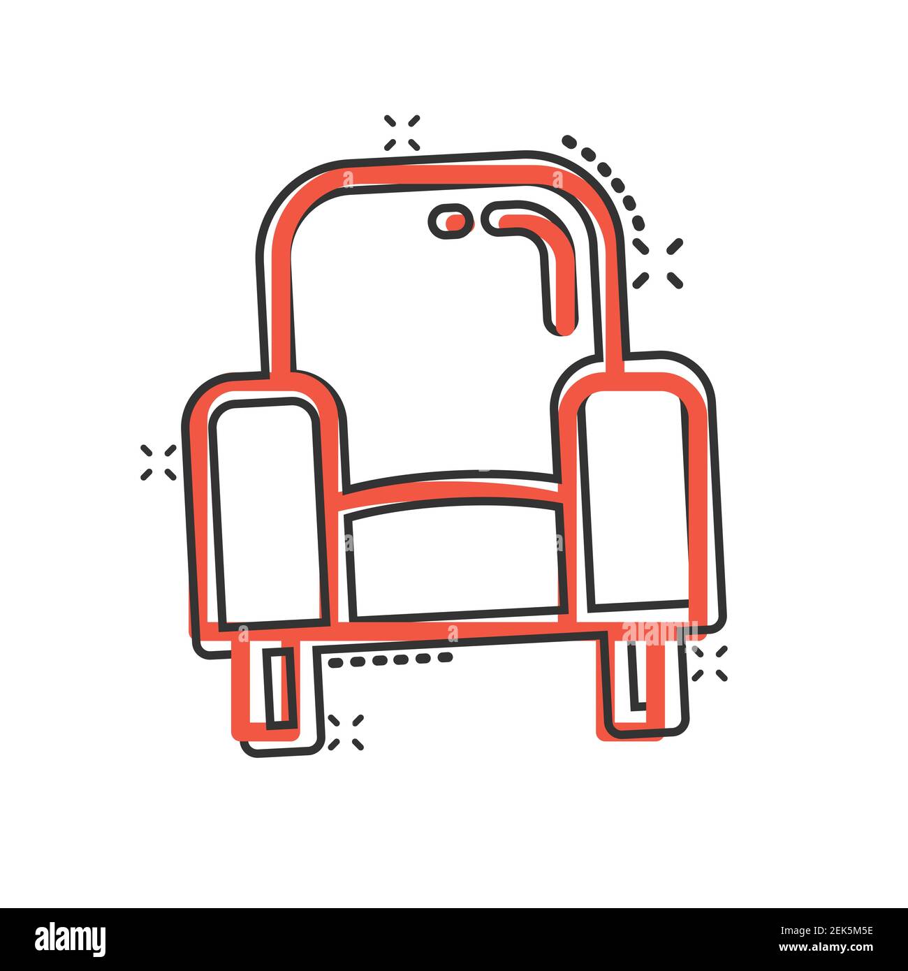 Cinema chair icon in comic style. Armchair cartoon vector illustration ...