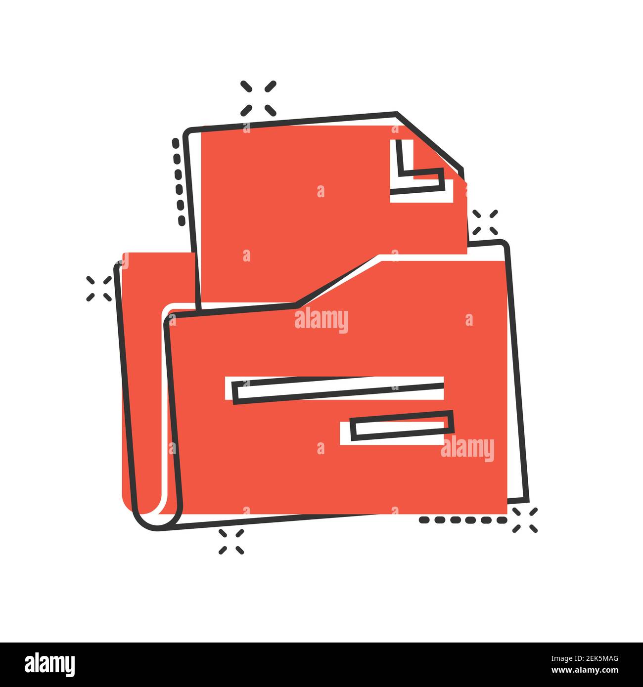 File folder icon in comic style. Documents archive cartoon vector ...