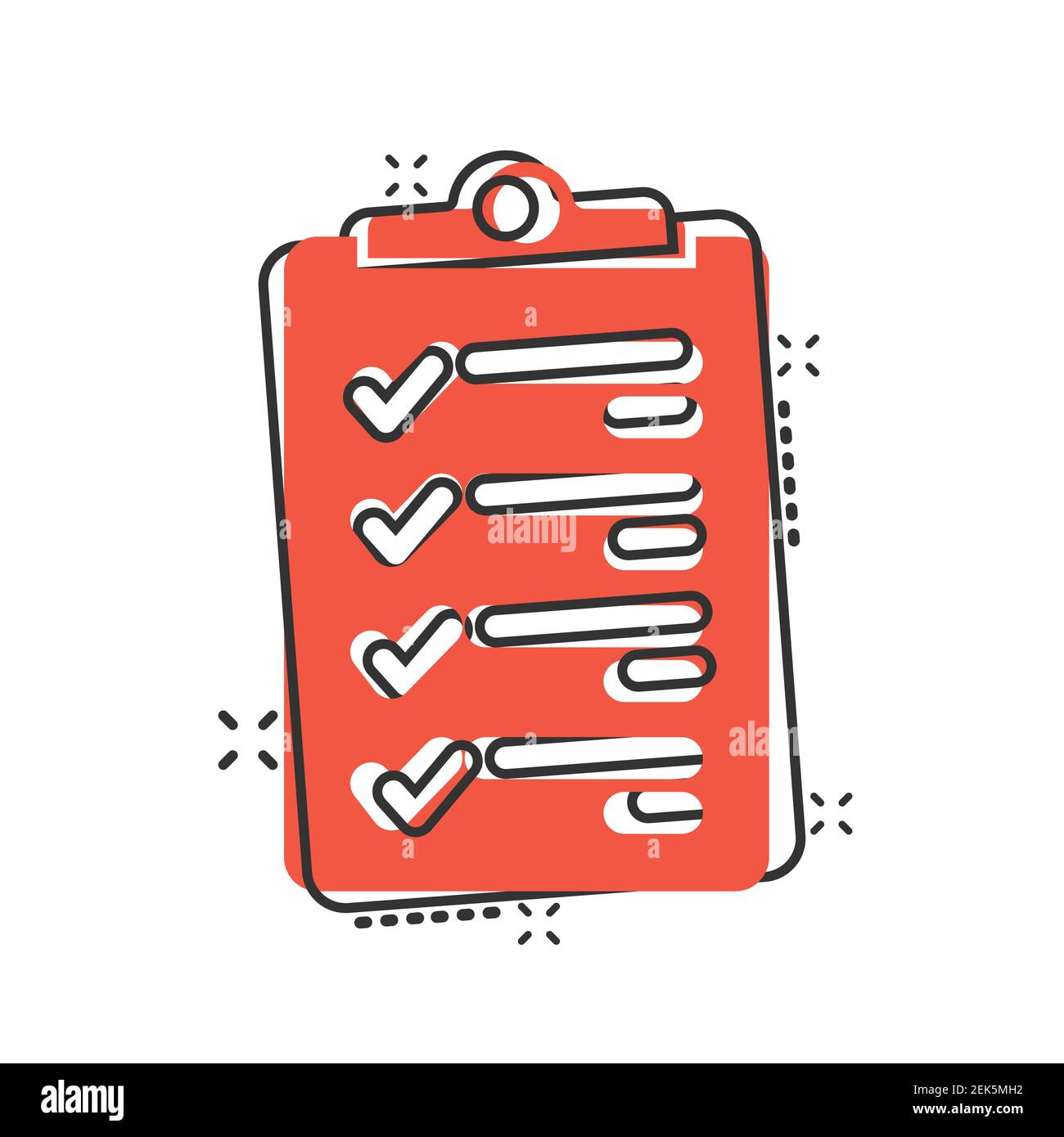 Document checklist icon in comic style. Report cartoon vector ...
