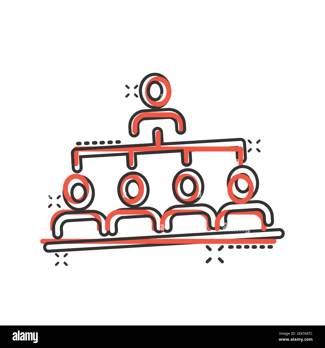 Corporate organization chart with business people vector icon in comic ...