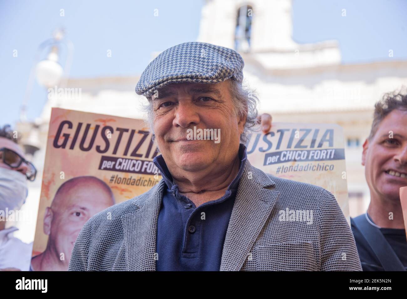 Italian actor Enrico Montesano Sit-in in front of Montecitorio Palace ...