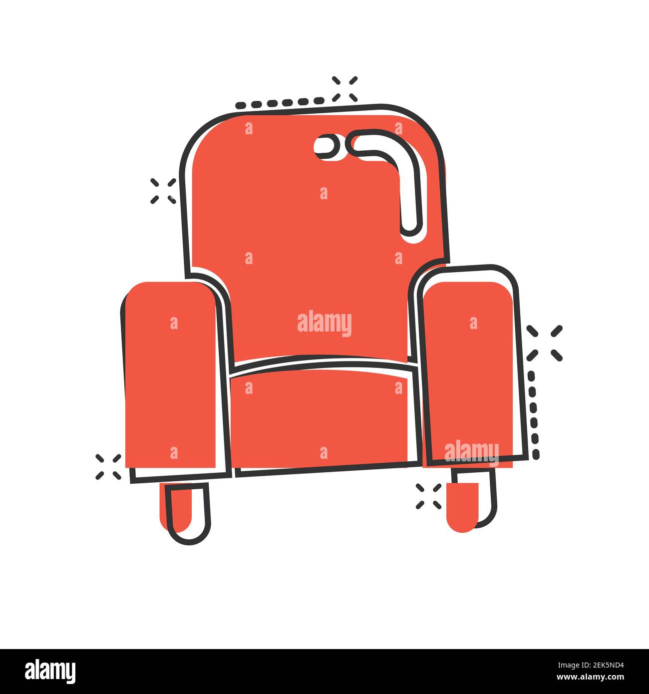 Cinema chair icon in comic style. Armchair cartoon vector illustration ...