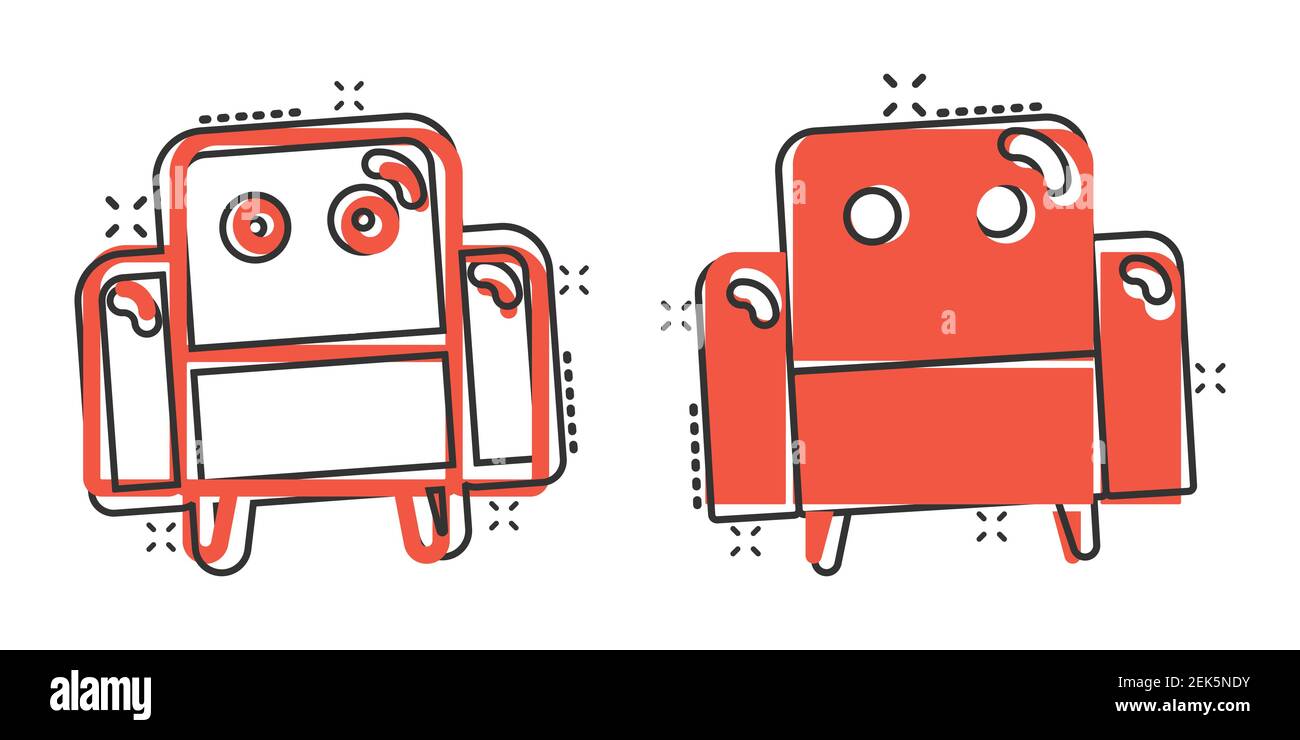 Cinema chair icon in comic style. Armchair cartoon vector illustration ...