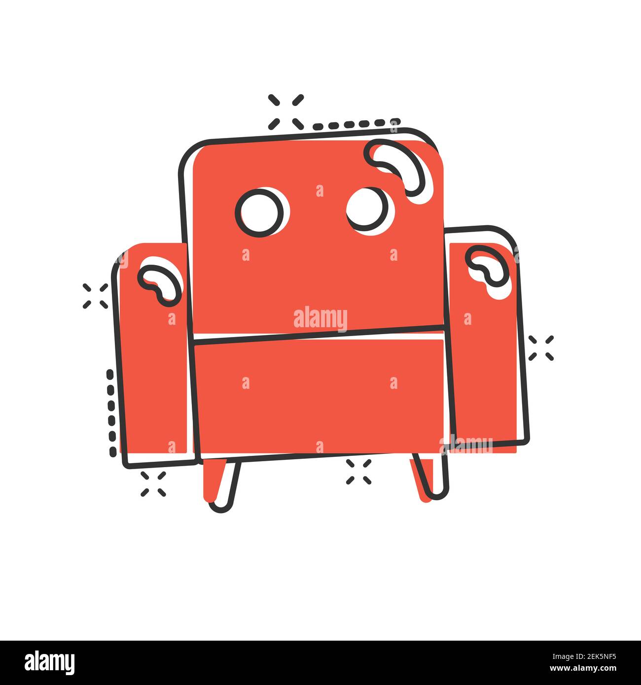 Cinema chair icon in comic style. Armchair cartoon vector illustration ...