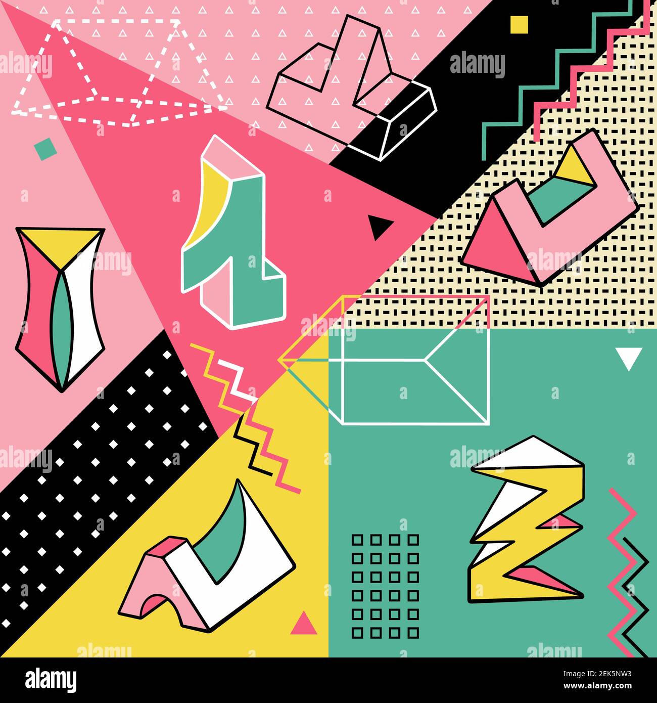 Abstract modern background. Trendy 80s-90s style with geometric forms ...