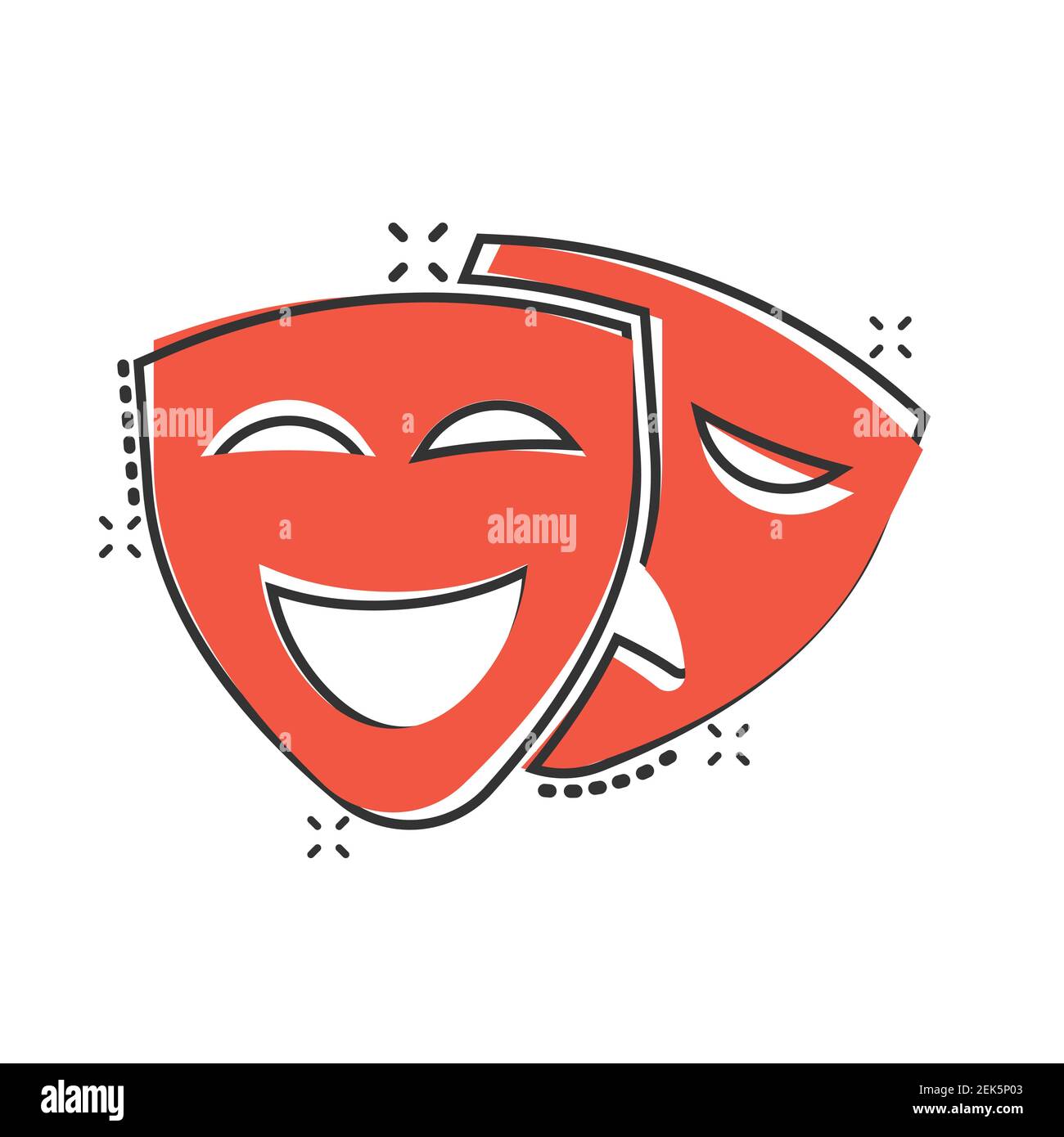 Theater mask icon in comic style. Comedy and tragedy cartoon vector ...