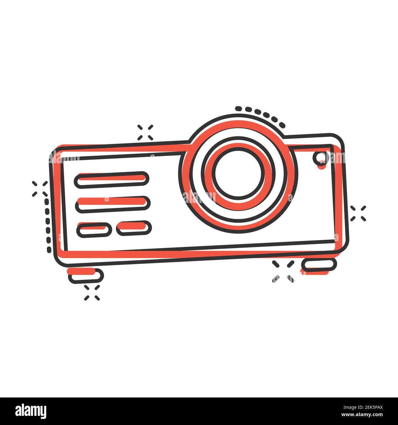 Video projector sign icon in comic style. Cinema presentation device ...